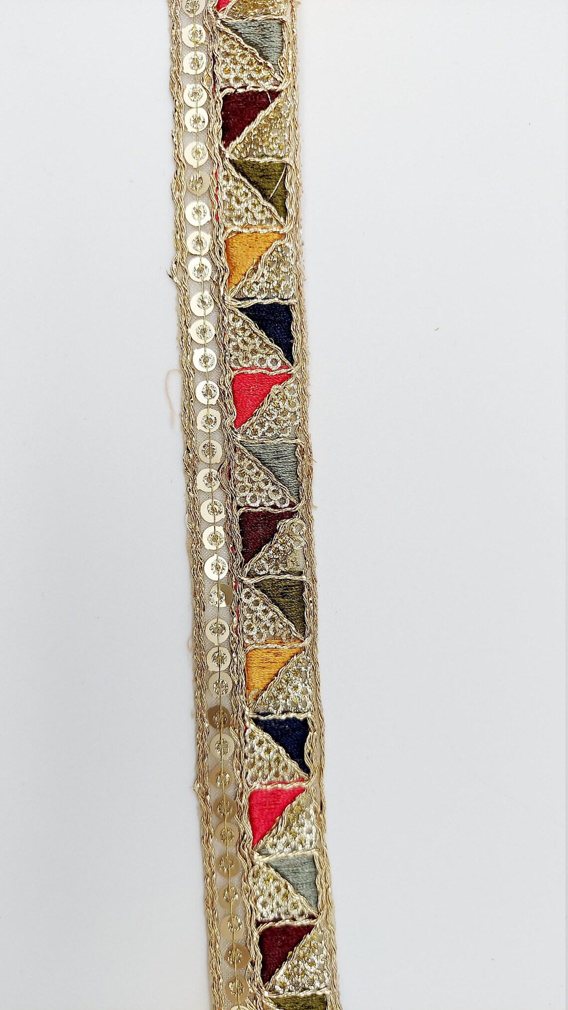 Gold Sequin Border With Multicoloured Triangle Embroidery - Etsy UK