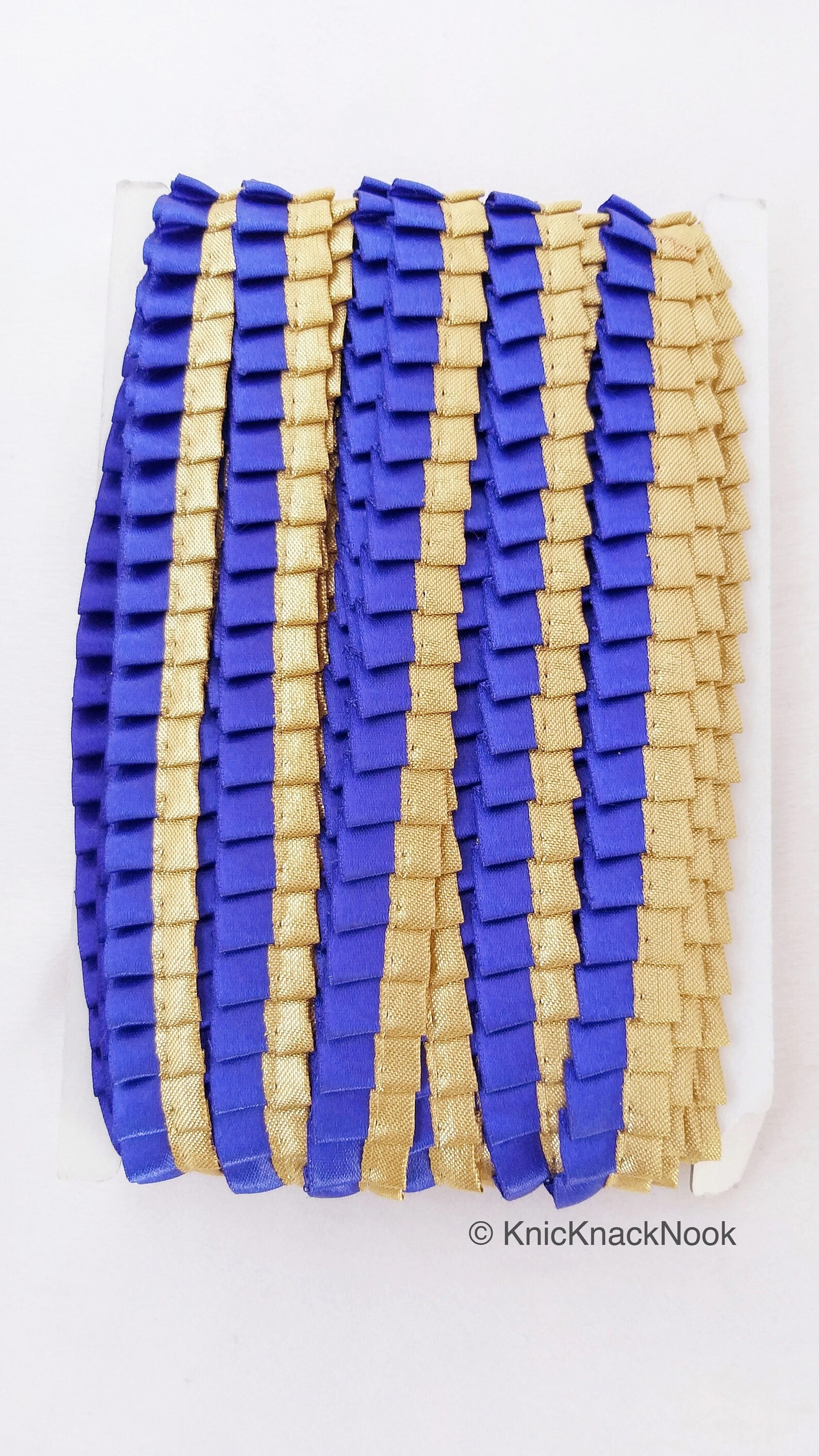 Satin Royal Blue & Gold Pleated Lace Trim Trim Approx. 18mm - Etsy UK