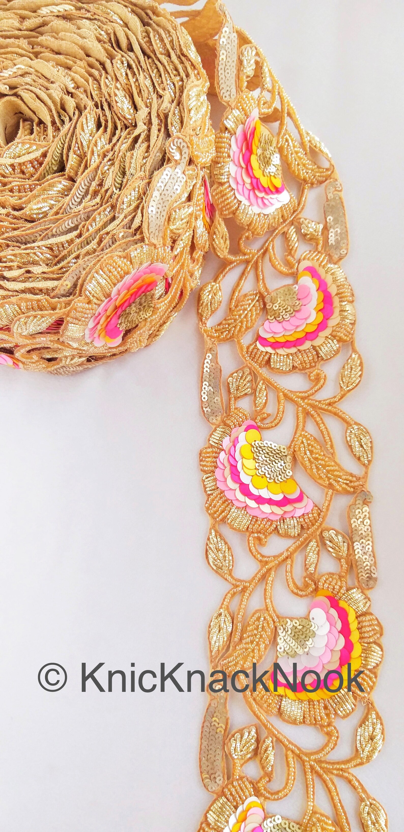 Exclusive Gold Hand Embroidered Cutwork Lace Trim Floral - Etsy UK