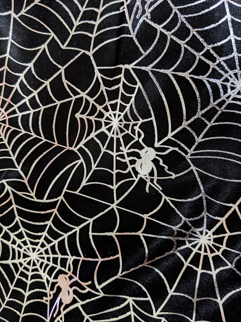 Black and Silver Halloween Spider's Web Foil Fabric - Etsy UK