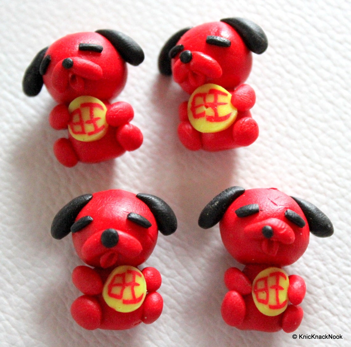 4 X Polymer Fimo Clay Cute Red Dog Beads - Etsy