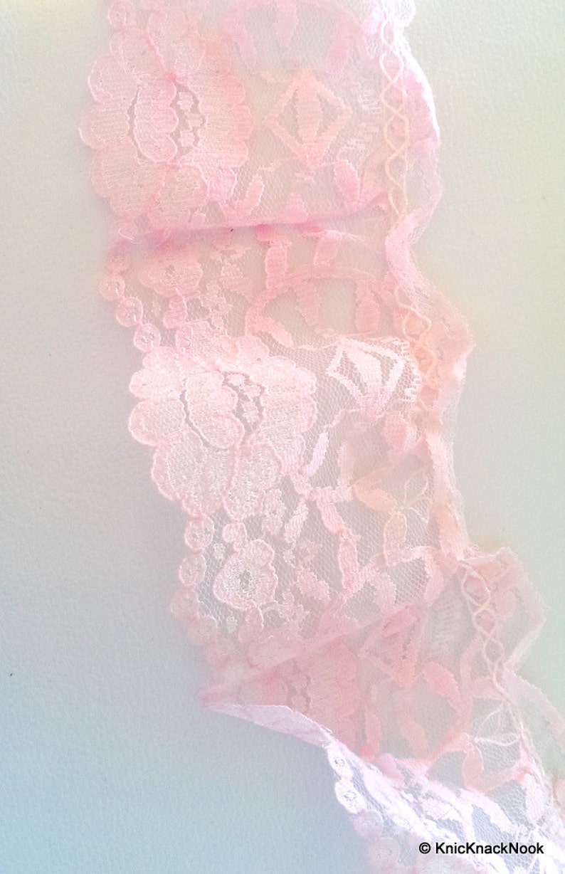 Pink Floral Net Lace Trim Ribbon 95mm Wide - Etsy