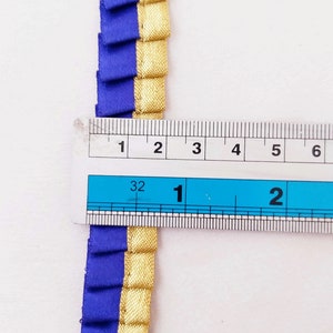 Satin, Royal Blue & Gold Pleated Lace Trim, Trim, Approx. 18mm Wide ...