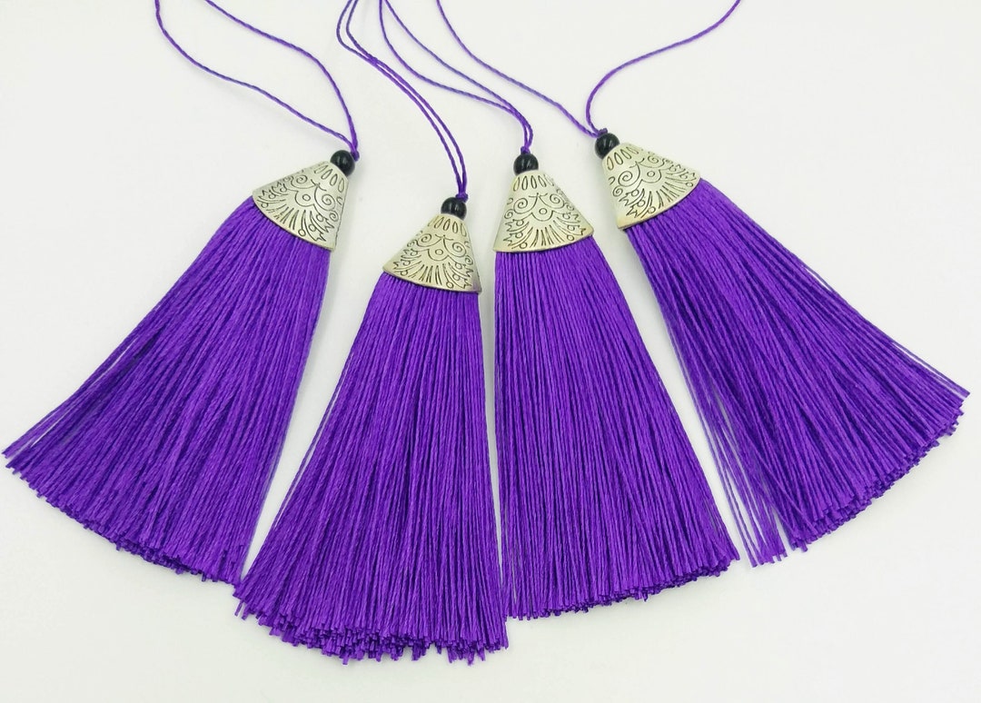 Purple Silk Tassels With Cone Cap: Bridal Earring Latkans (9-9.5cm) - Etsy