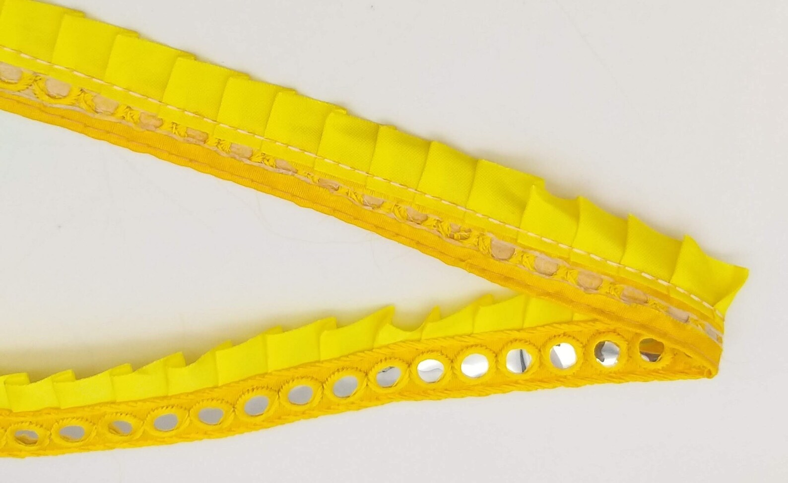 Yellow Satin Pleated Lace Trim Mirrored Fringe Trimming - Etsy