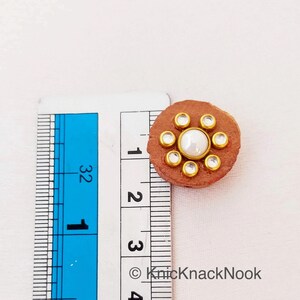 Brown Round Wood Buttons With Kundan Stones, Indian Buttons, 16mm ...