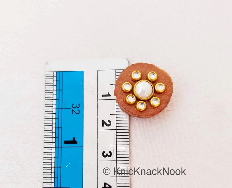 Brown Round Wood Buttons With Kundan Stones Indian Buttons | Etsy