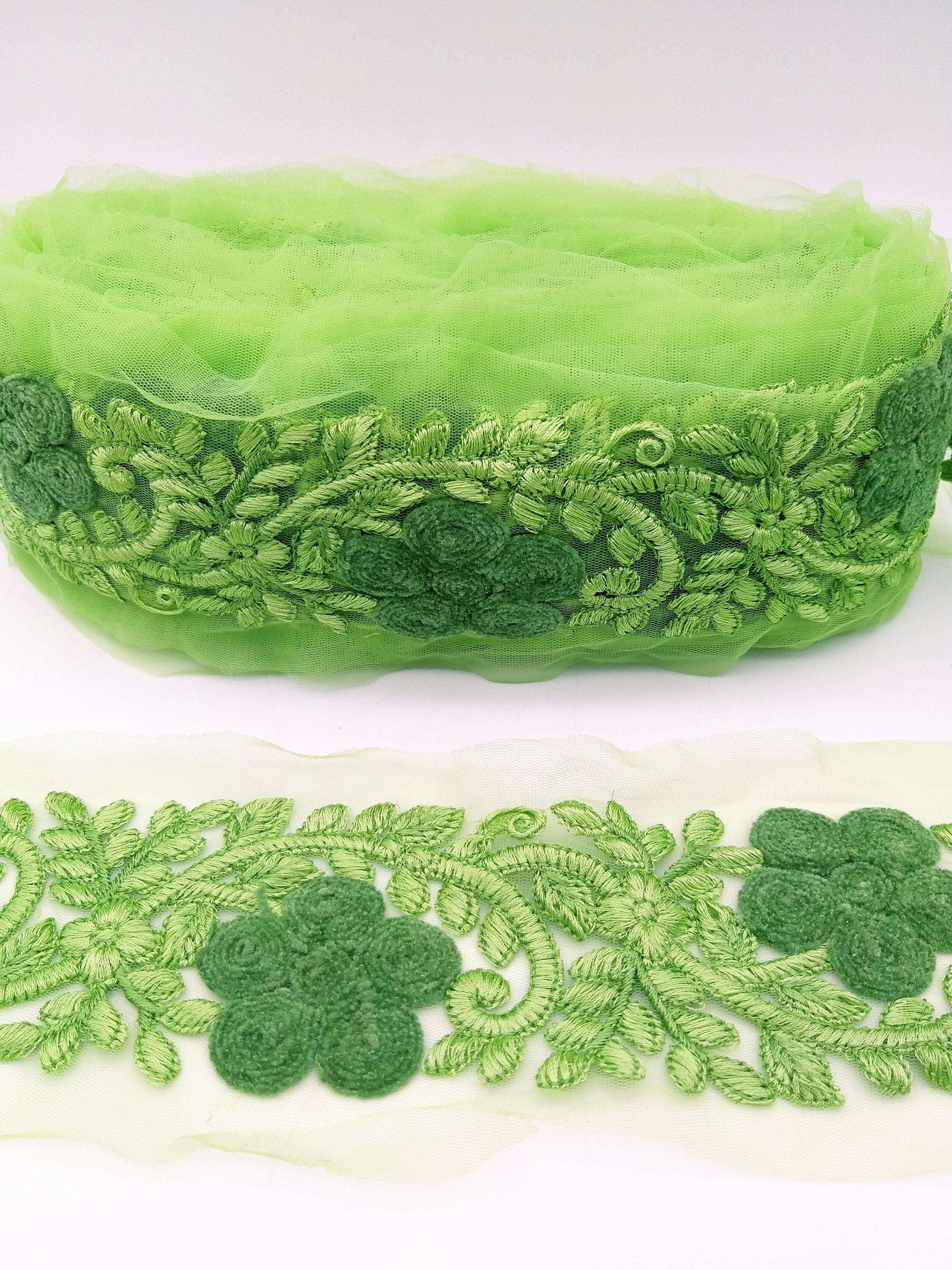 Light Green Soft Net Lace Trim With Floral Embroidery Lace - Etsy UK