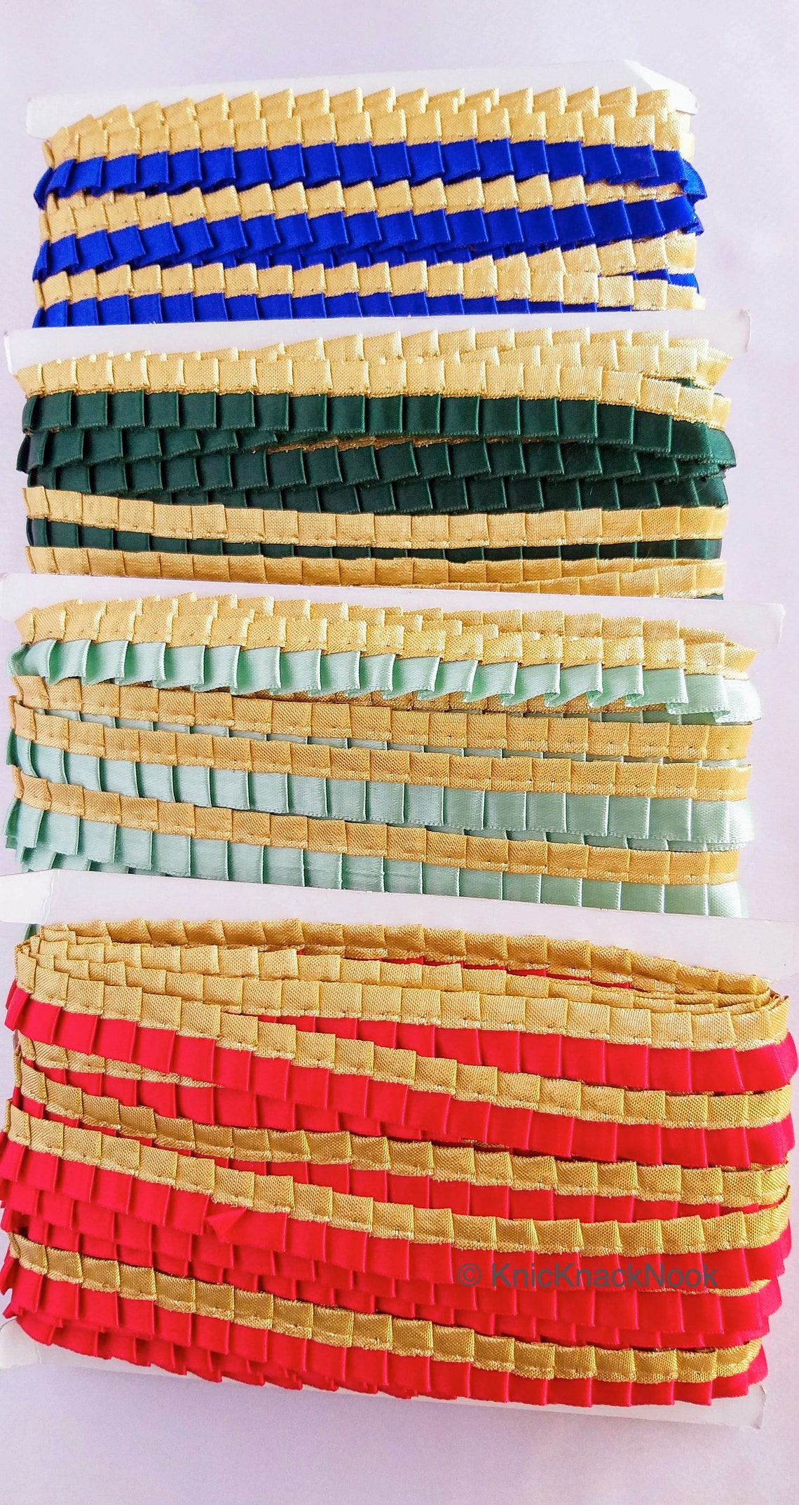 Satin Royal Blue & Gold Pleated Lace Trim Trim Approx. 18mm - Etsy UK