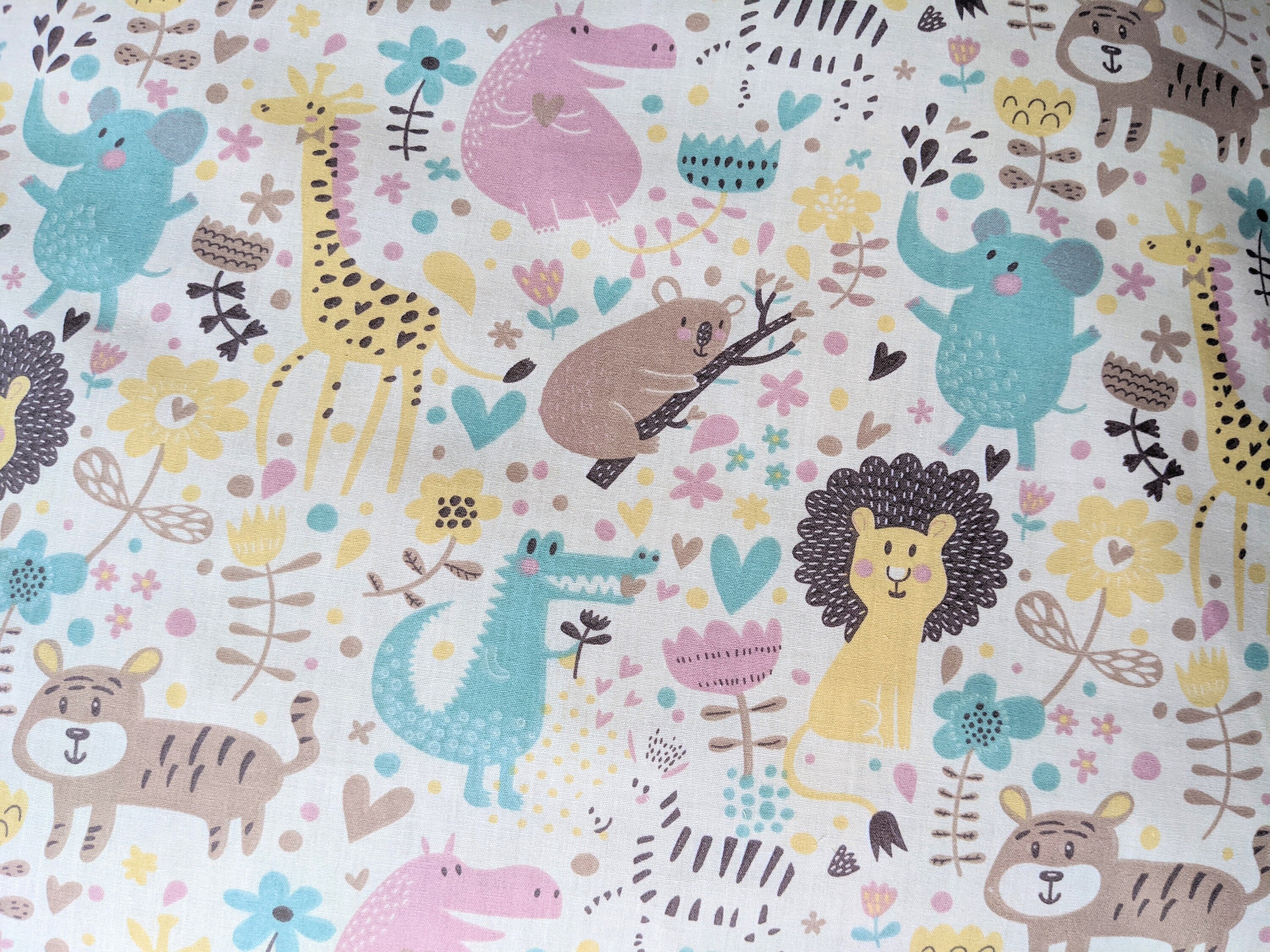 Jungle Animal Fabric Polycotton Fabric Love Animals Forest - Etsy UK