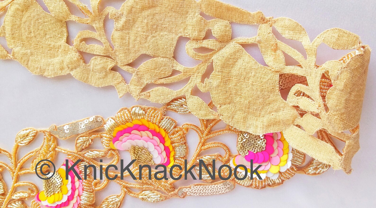 Exclusive Gold Hand Embroidered Cutwork Lace Trim Floral - Etsy UK