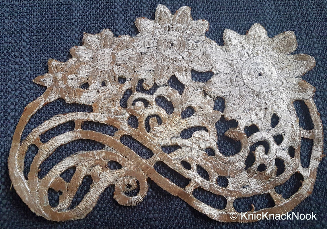 Antique Gold / Bronze Tone Crochet Thread Fabric Applique - Etsy UK