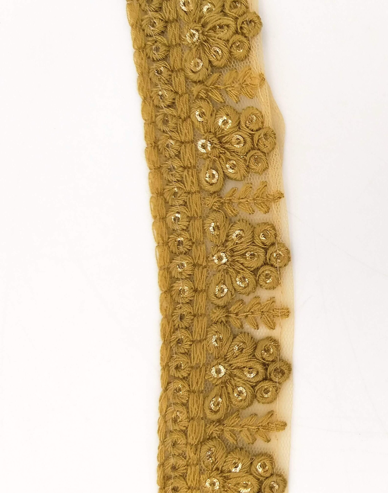 Brown Net Lace Trim With Floral Embroidery and Gold Sequins - Etsy UK