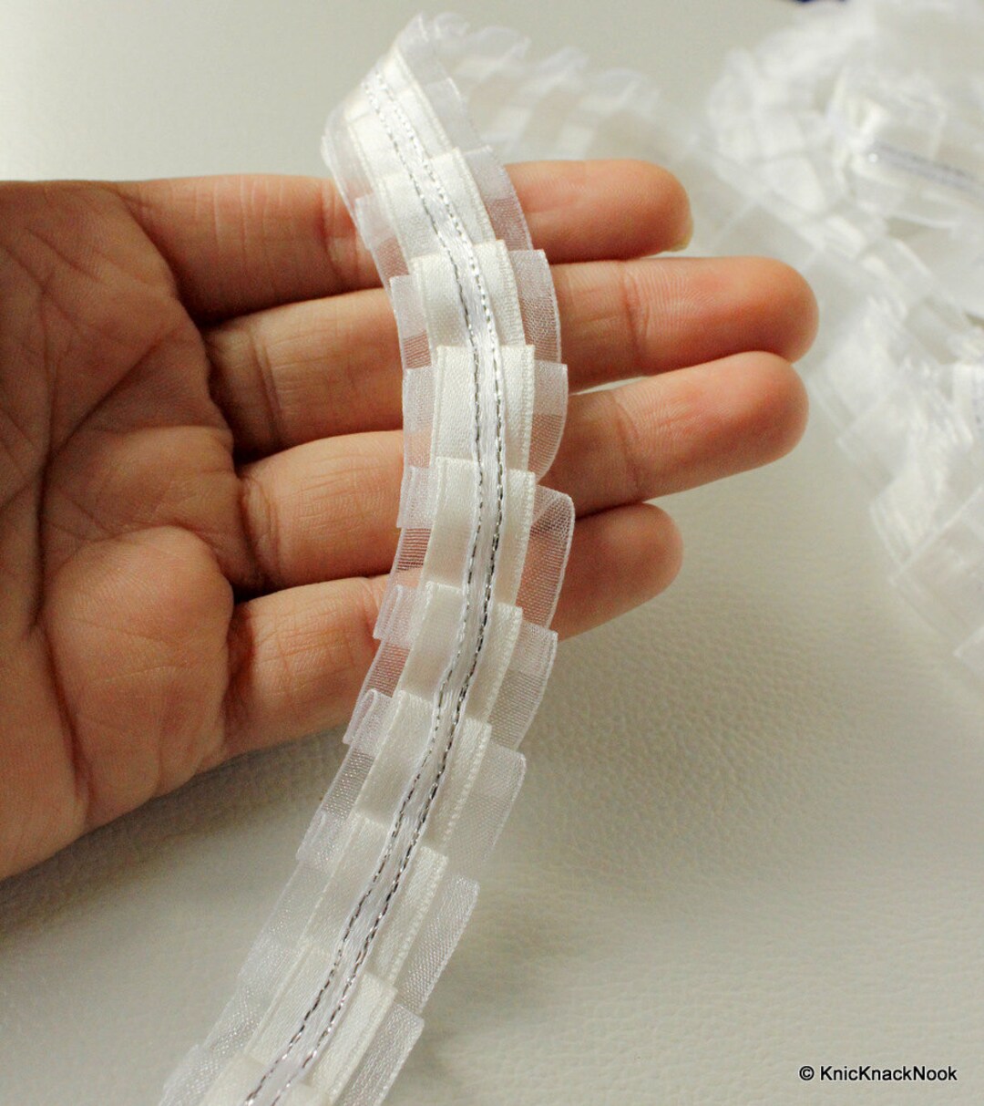 Pleated White Tissue and Satin Trim Border 20mm Wide - Etsy