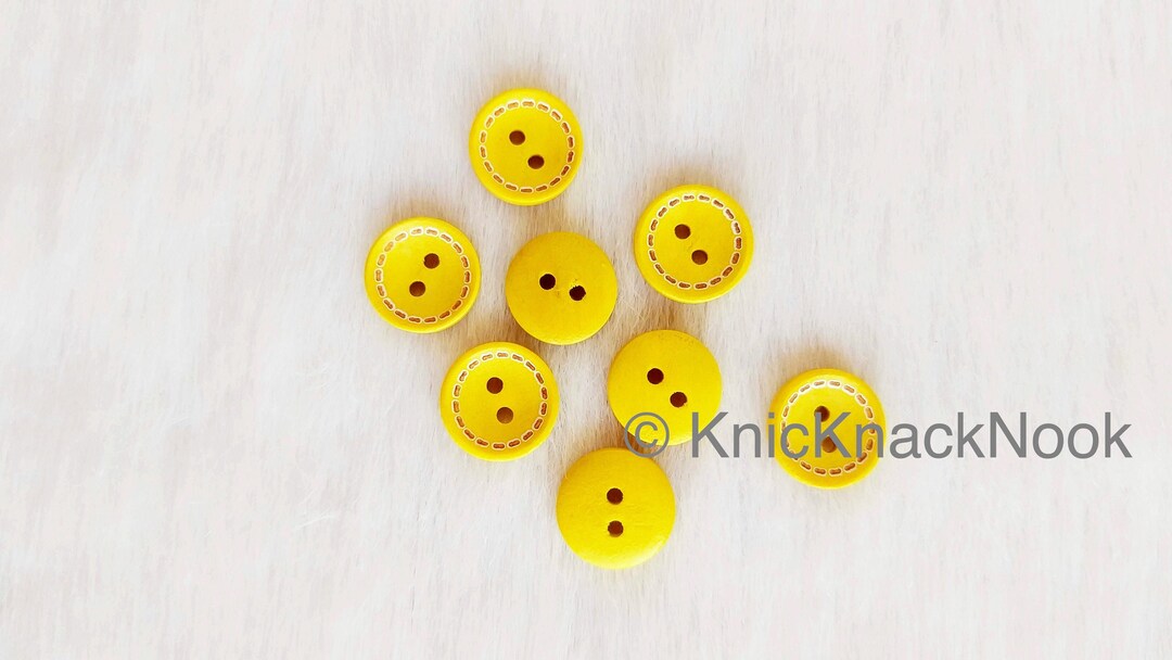Yellow Round Wood Buttons: Indian Craft Buttons (10 Pack) - Etsy