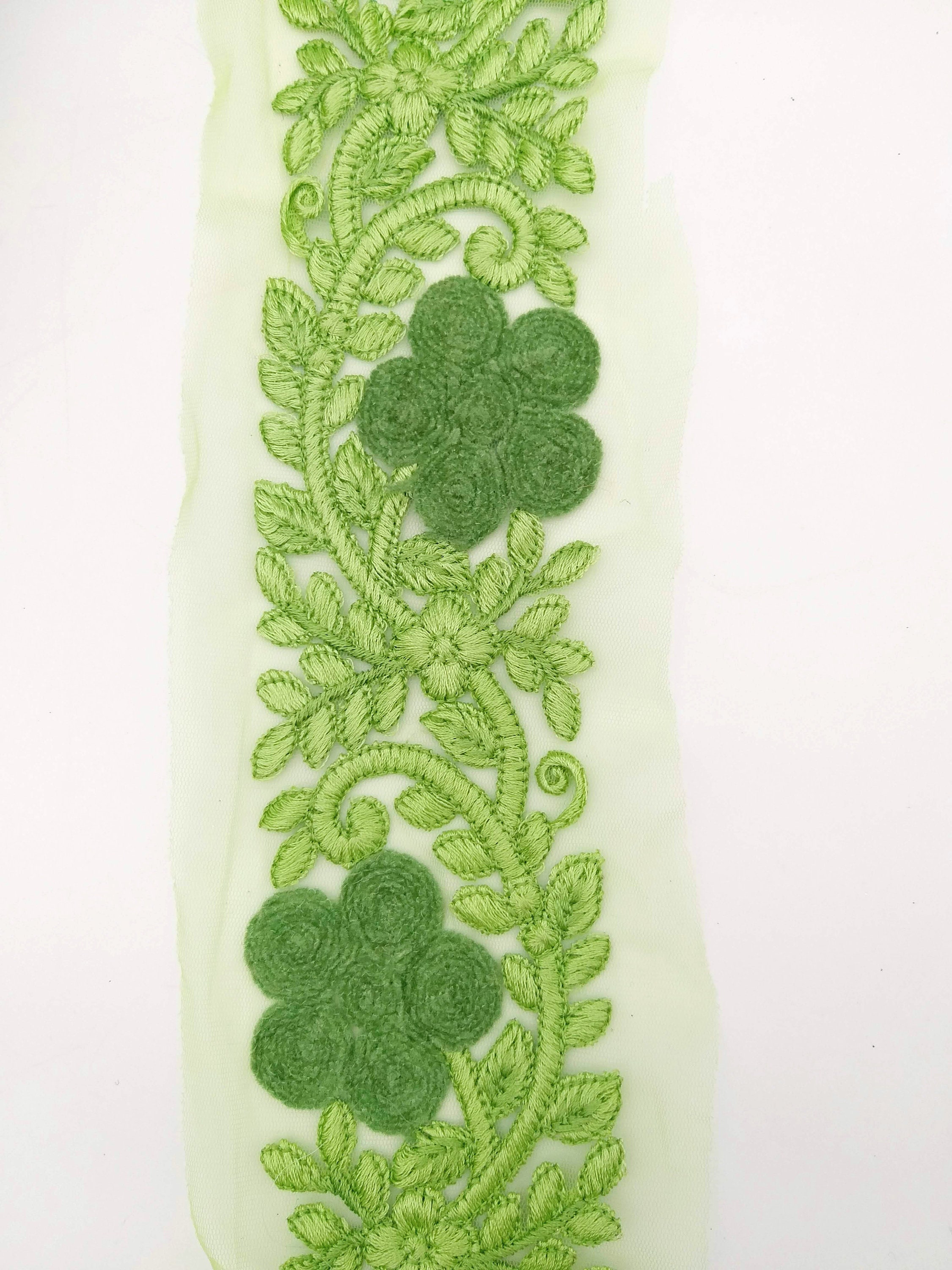 Light Green Soft Net Lace Trim With Floral Embroidery Lace - Etsy UK