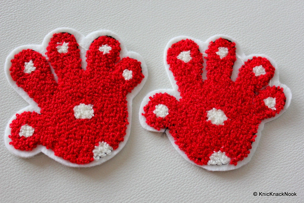 2 X Red Hands Palms Applique Patches | Etsy