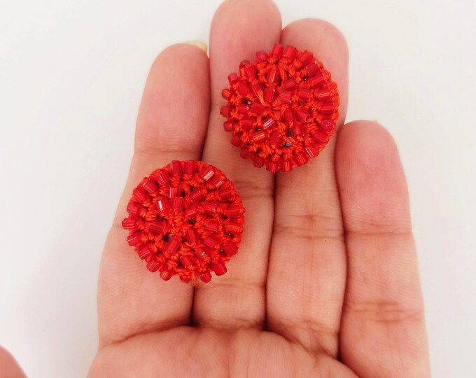 Handmade Red Buttons, Beaded Buttons, Boho Buttons, Craft Buttons ...