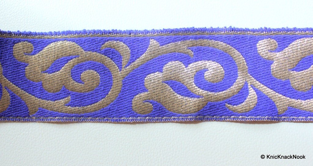 Royal Blue and Bronze Embroidery Lace Trim Approx. 60mm Wide | Etsy