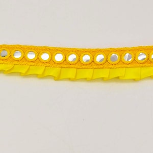 Yellow Satin Pleated Lace Trim, Mirrored Fringe Trimming, Approx. 30mm ...