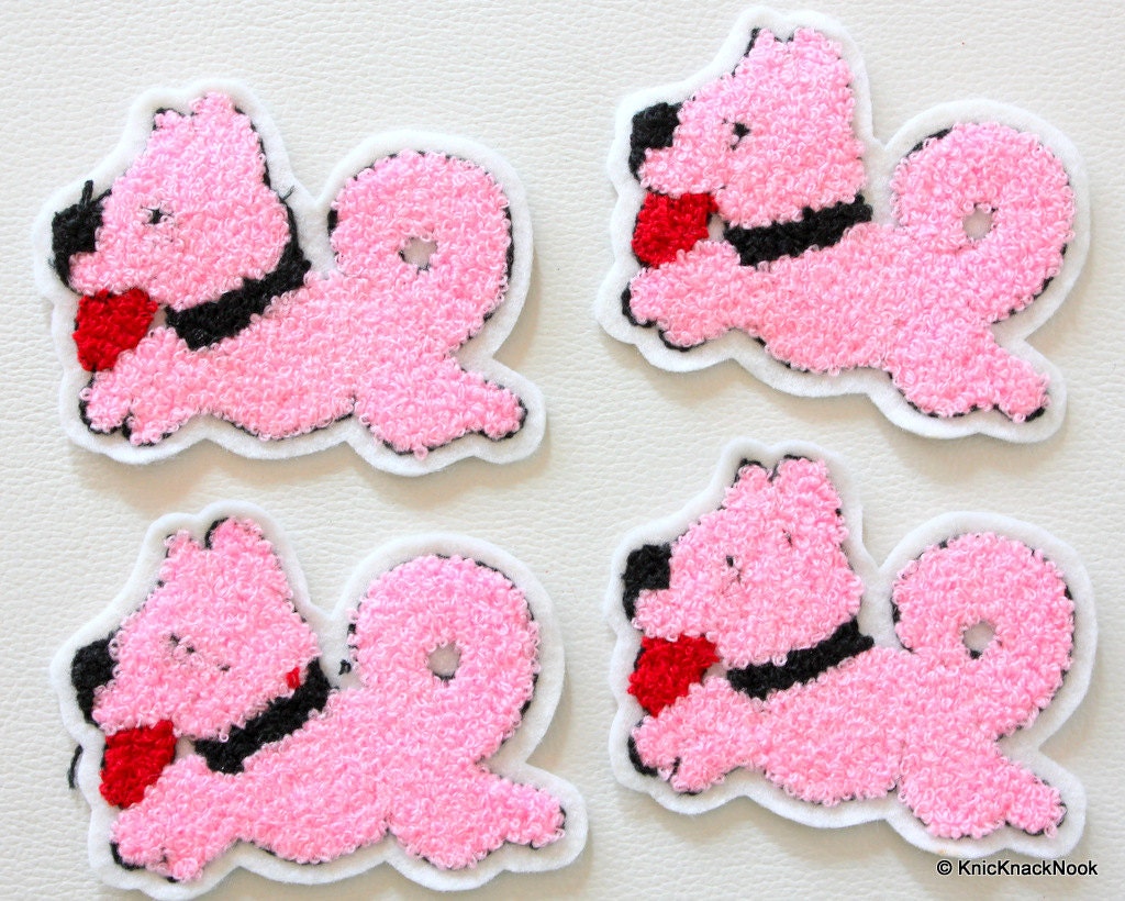 1 X Pink Dog Applique Patch - Etsy