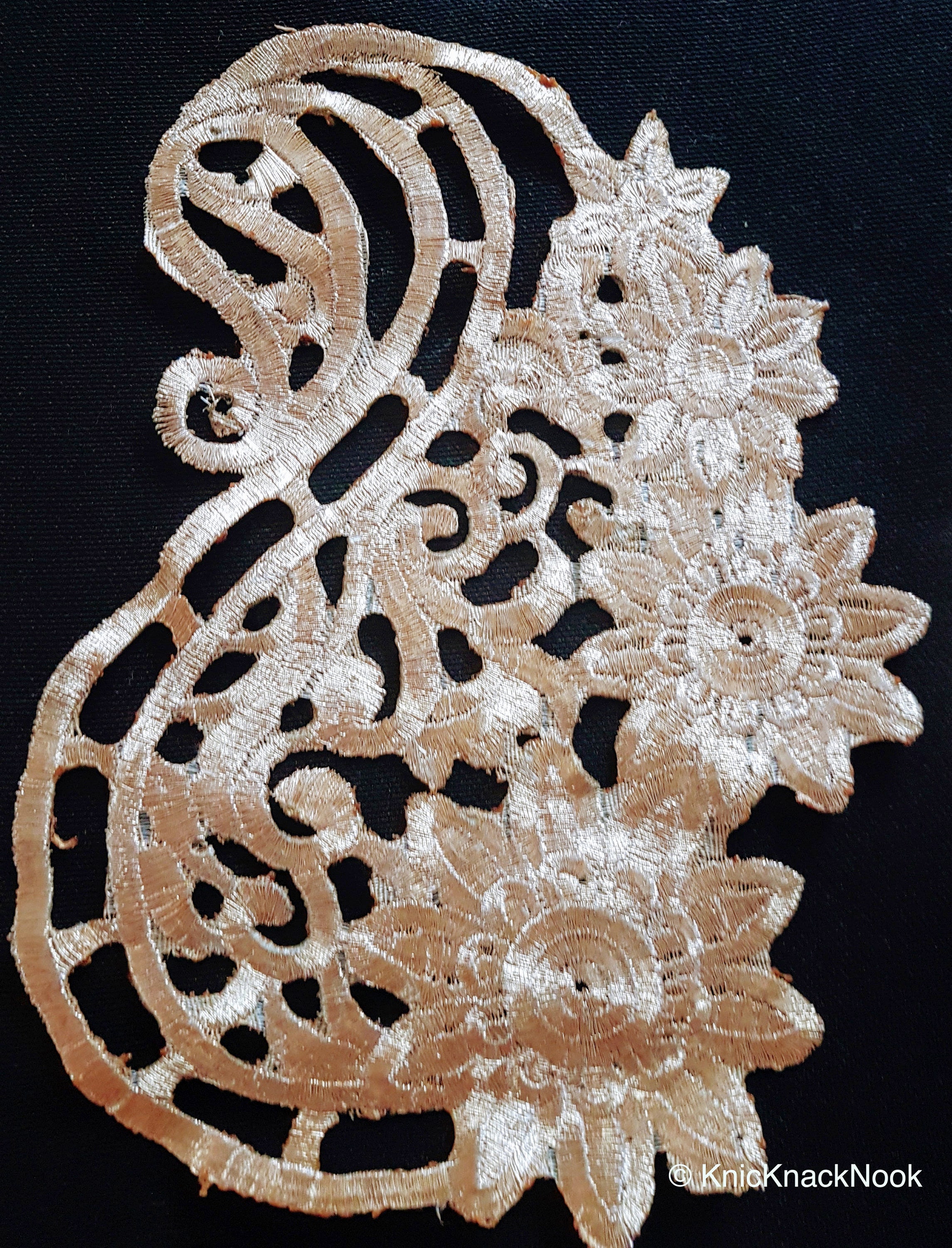 Antique Gold / Bronze Tone Crochet Thread Fabric Applique | Etsy UK