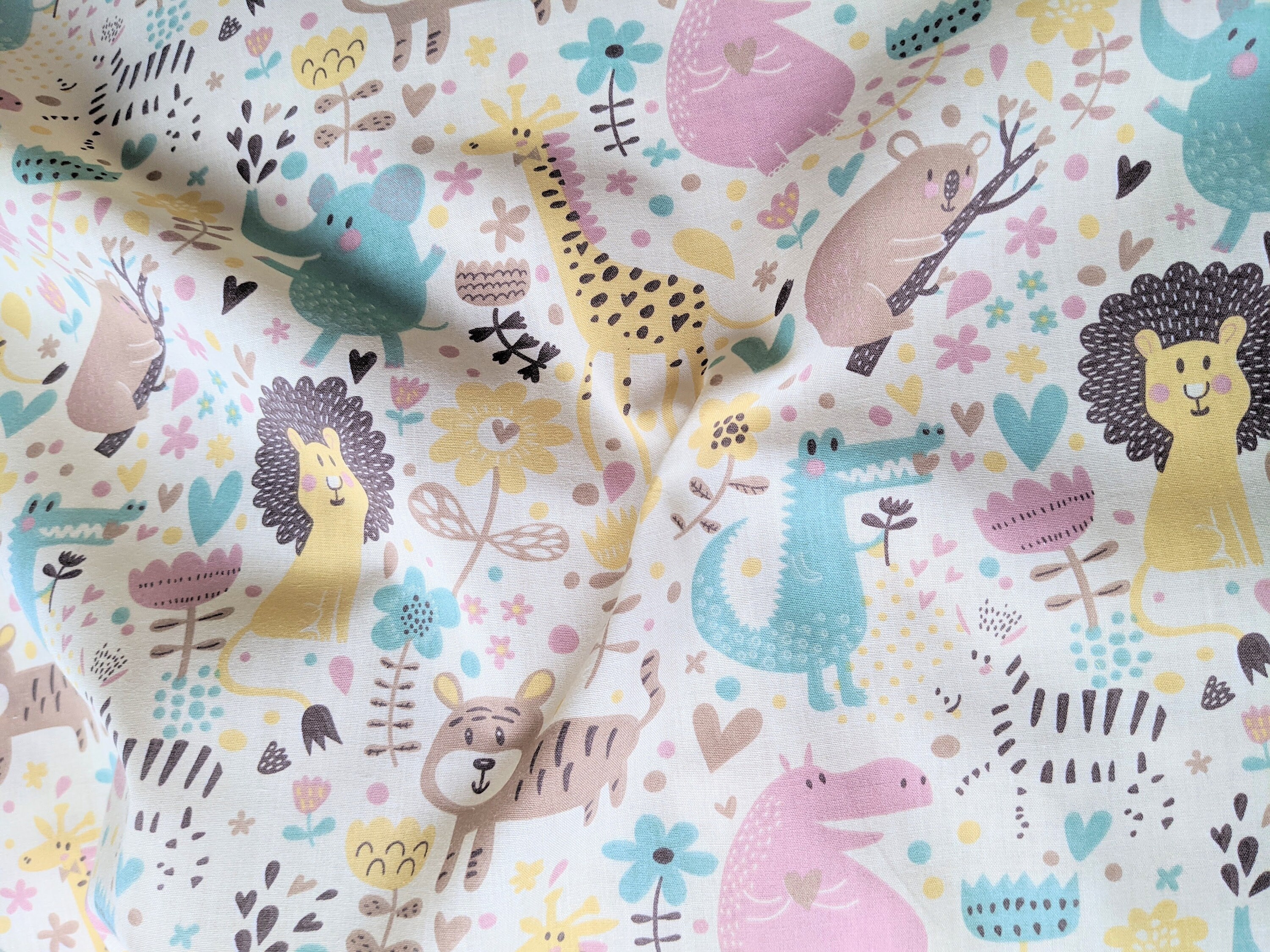 Jungle Animal Fabric Polycotton Fabric Love Animals Forest - Etsy UK