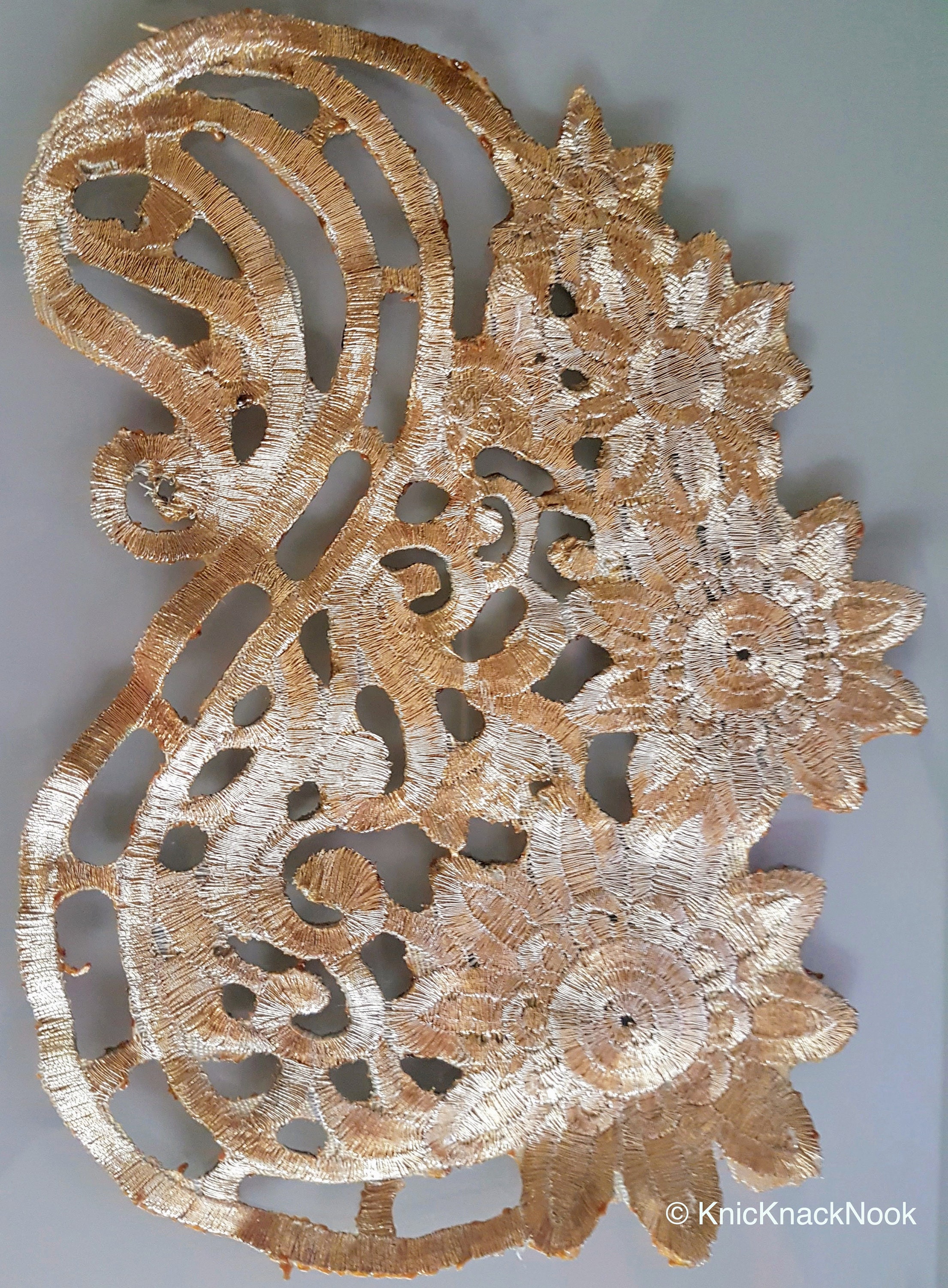 Antique Gold / Bronze Tone Crochet Thread Fabric Applique - Etsy UK