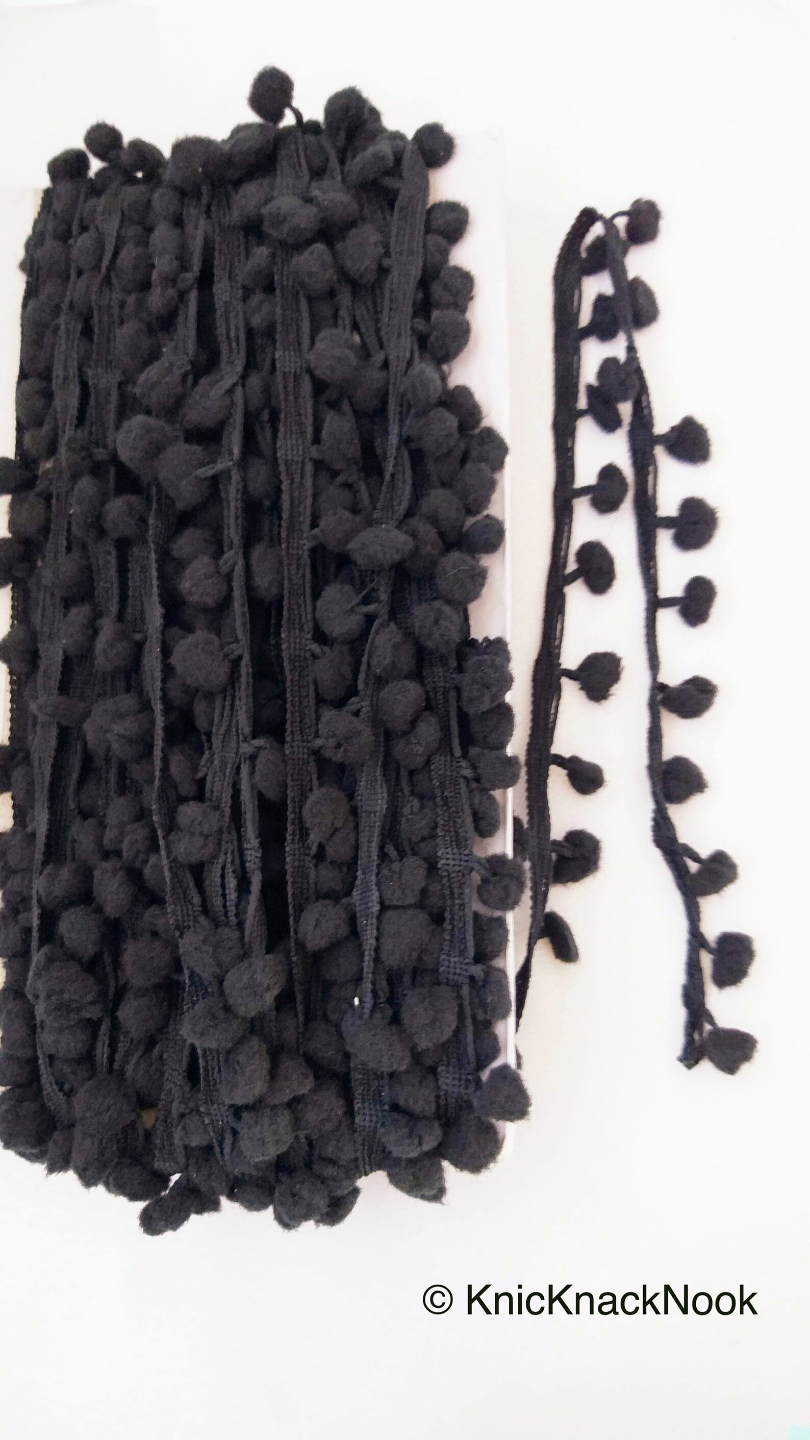 Black Pom Pom Fringe Trim Pompom Trimming Tassels 24mm Wide - Etsy