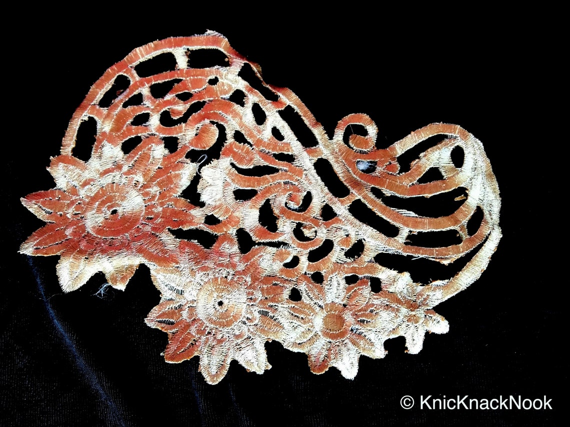 Antique Gold / Bronze Tone Crochet Thread Fabric Applique - Etsy UK