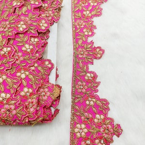 Hand Embroidered Cutwork Lace Trim in Gold Floral Embroidery, Sari ...