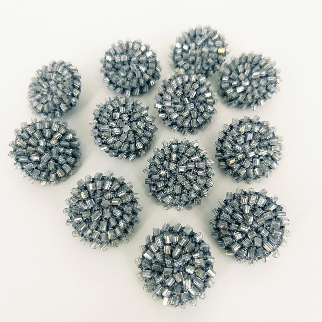 Handmade Grey Buttons, Beaded Buttons, Boho Buttons, Craft Buttons ...