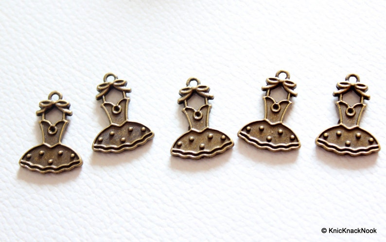 5 X Zinc Alloy Bronze Tone Frock Dress Charm / Pendants 21mm X - Etsy
