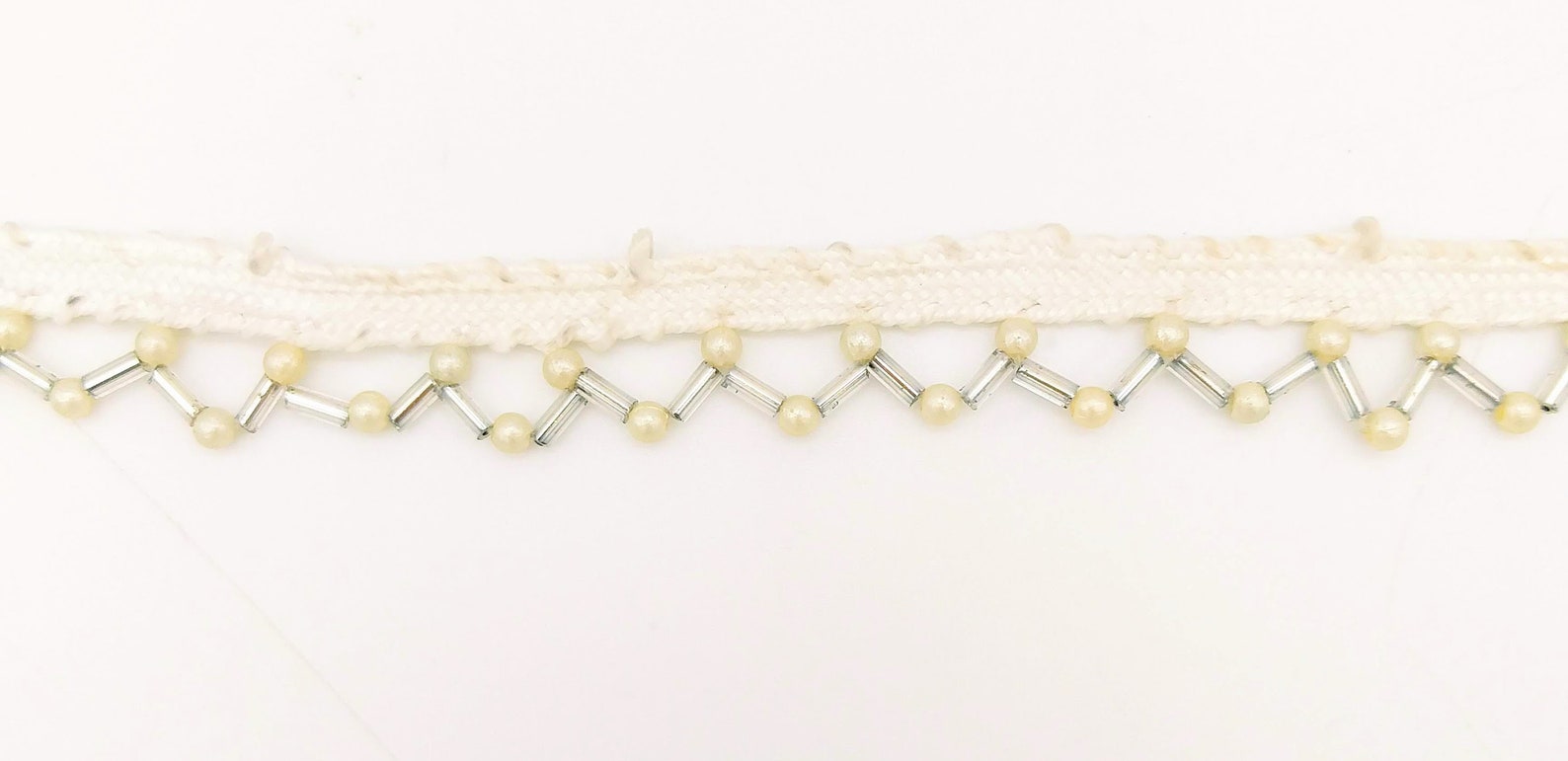 White Fringe Trim Beaded Trim White and Silver Beaded Trim | Etsy UK