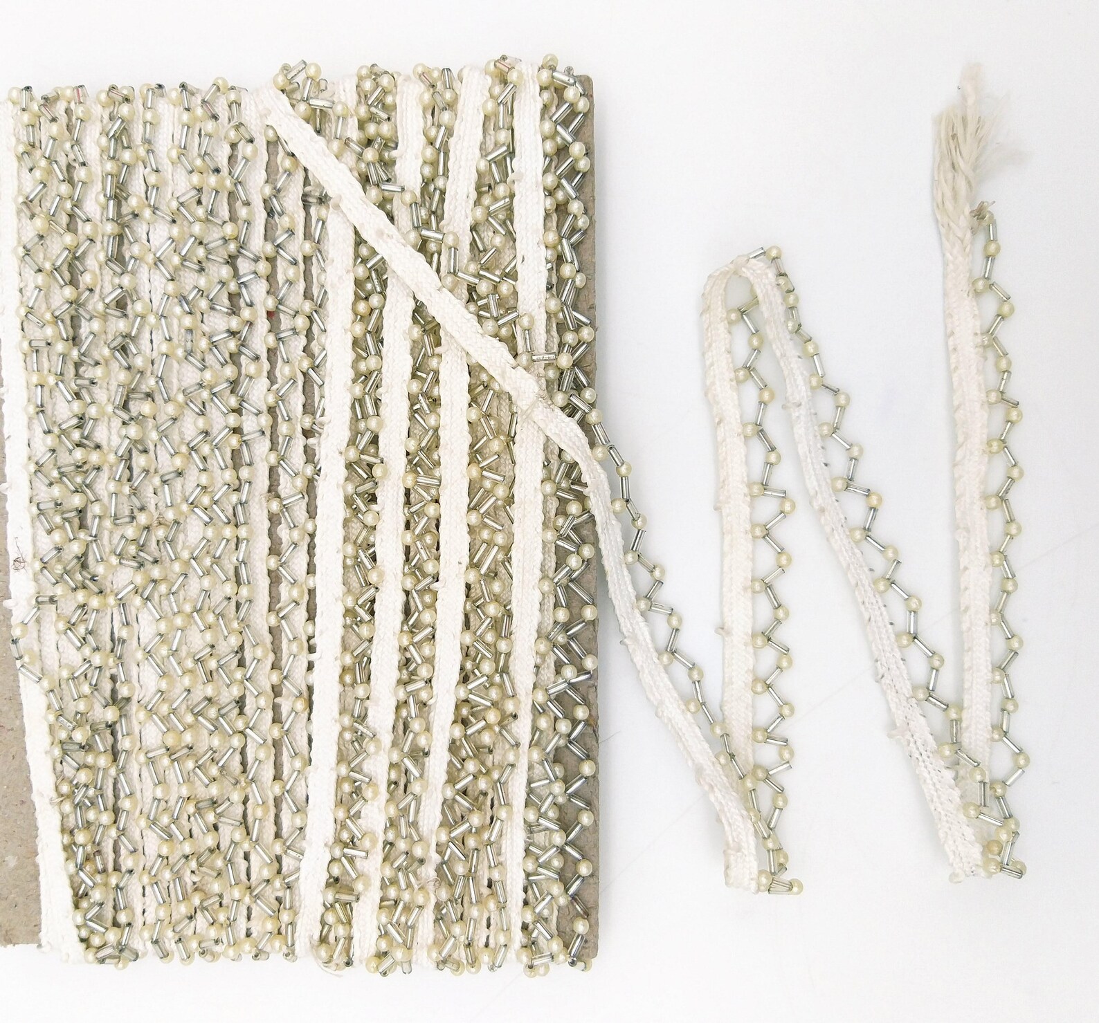 White Fringe Trim Beaded Trim White and Silver Beaded Trim | Etsy UK