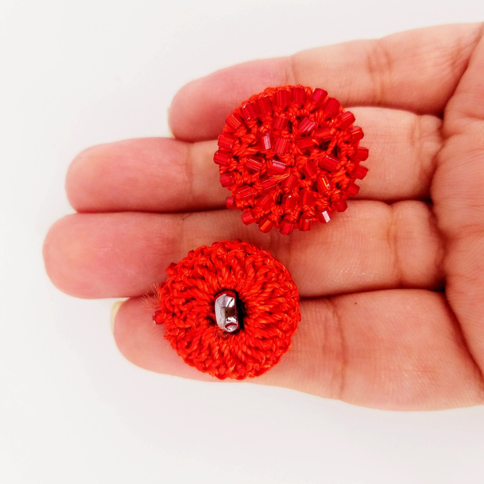 Handmade Red Buttons Beaded Buttons Boho Buttons Craft | Etsy