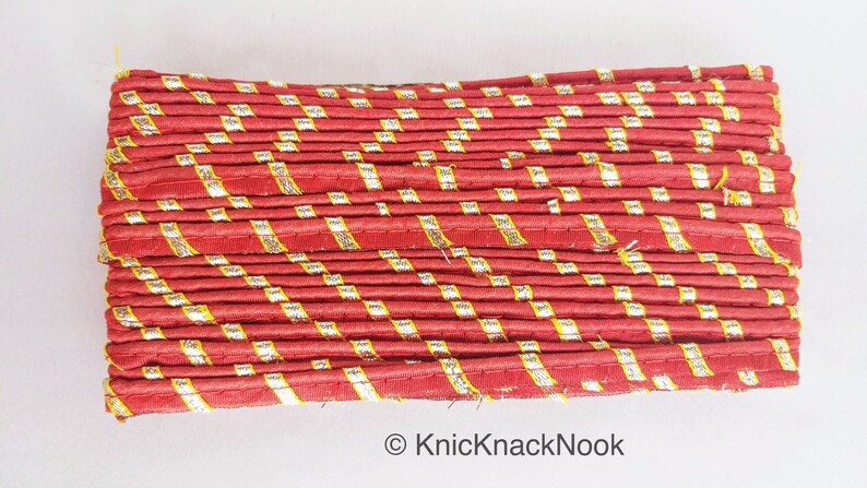 Maroon Red and Gold Stripes Piping Cord Trim Approx. 8 Mm - Etsy