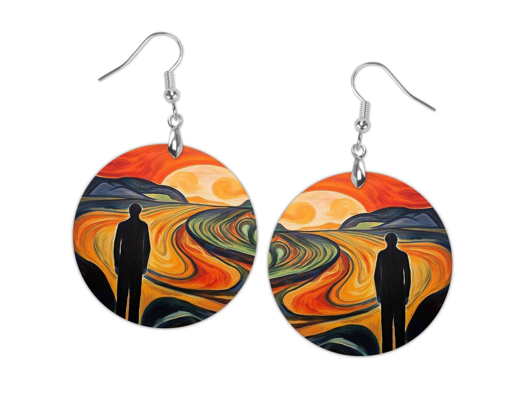 Edvard Munch Art to Wear Earrings: Laser Cut Wood, Silver Plate - Etsy