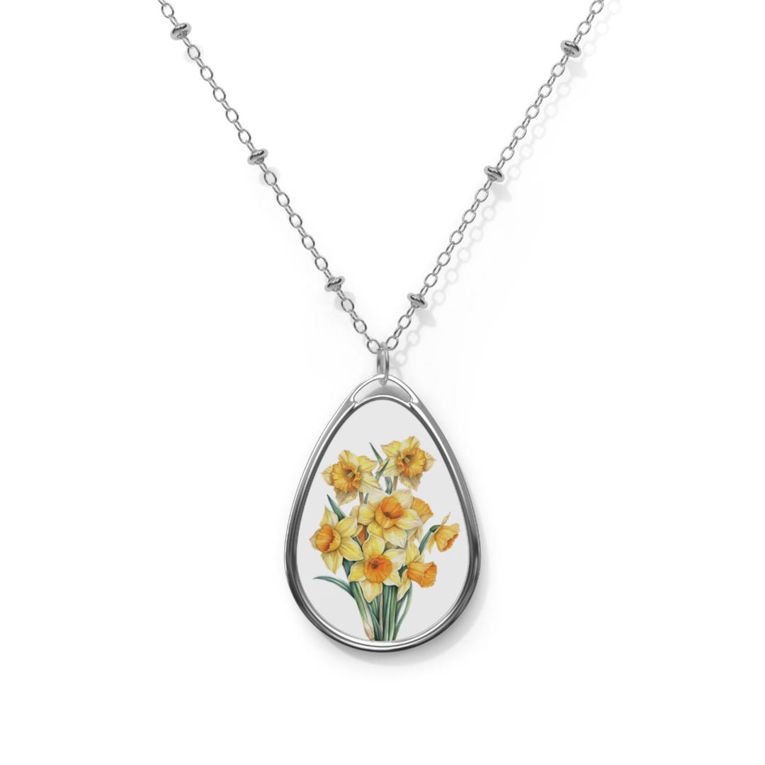 Daffodil Necklace, March Birth Flower Jewelry, Floral Pendant, Gift for ...