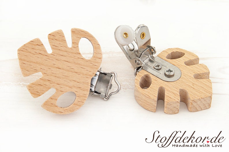 Wooden Monstera Leaf Baby Clip Pacifier Clip Monstera Leaf Clip Pendant ...