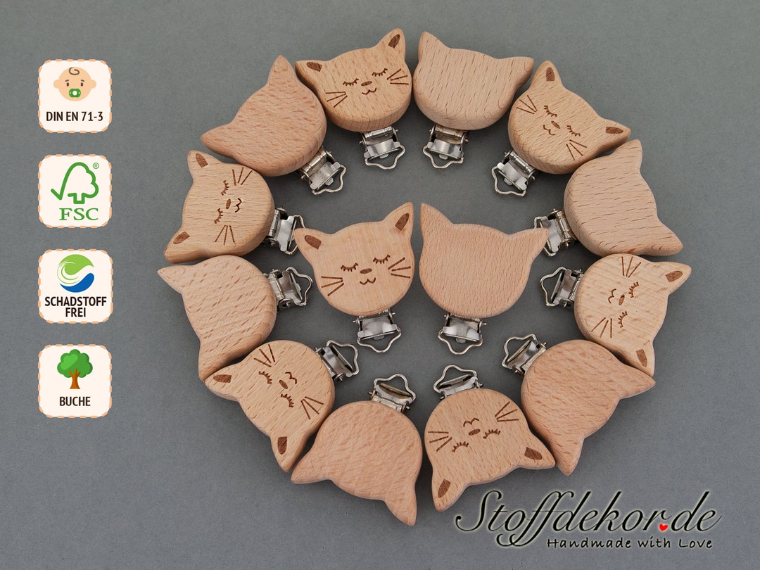 Wooden Clip Cat Engraving Baby Clip Laser Engraving Pacifier Clip ...