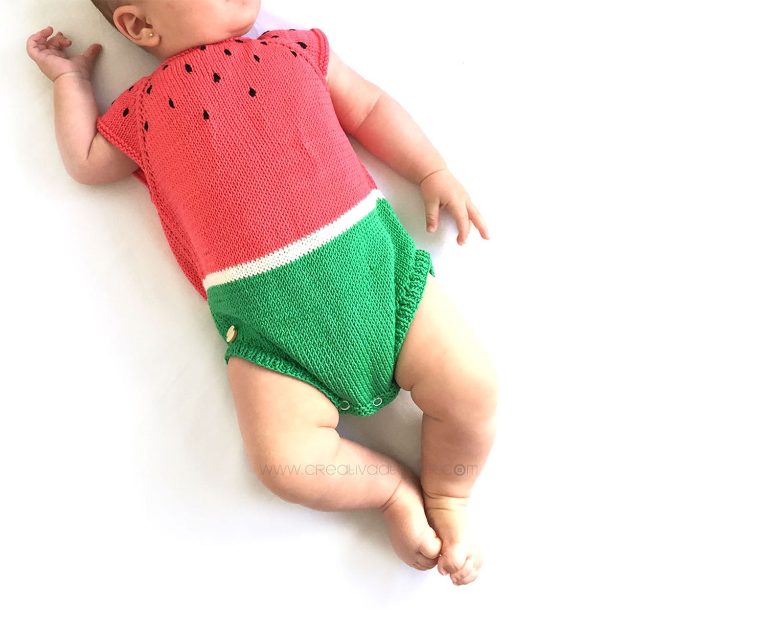 Watermelon Romper PDF Knitting Pattern- Instant Download- Size Newborn ...
