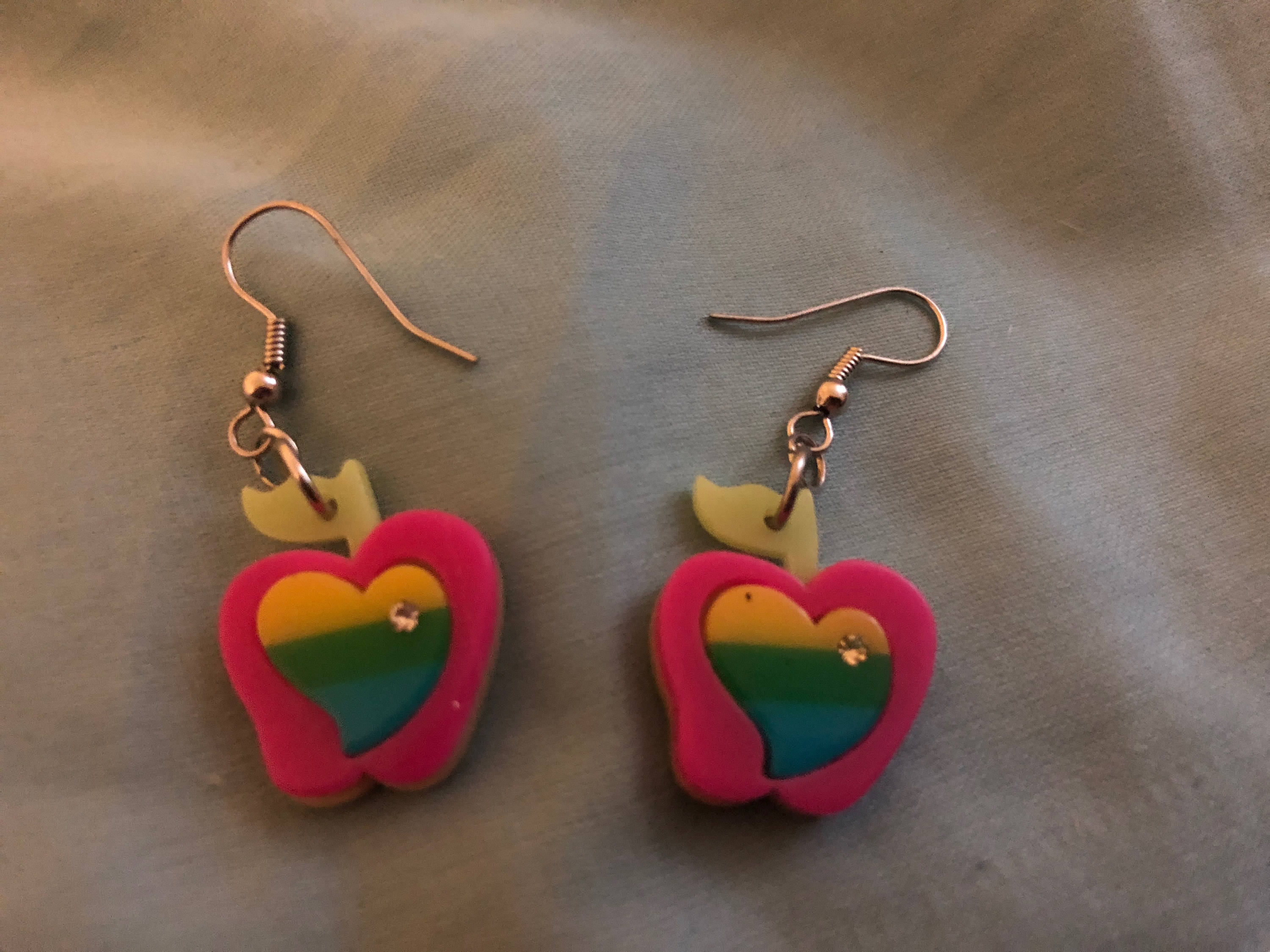 Apple Earrings Cute Dangle Apple Earrings Vintage Earrings - Etsy