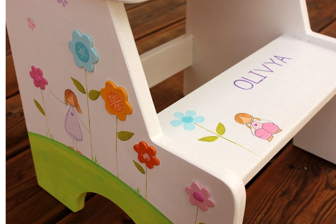 Kids Names Baby Name Gift Girls Step Stool White Furniture - Etsy