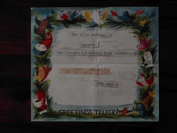 Illustrated Greeting Telegram 1950s - Etsy