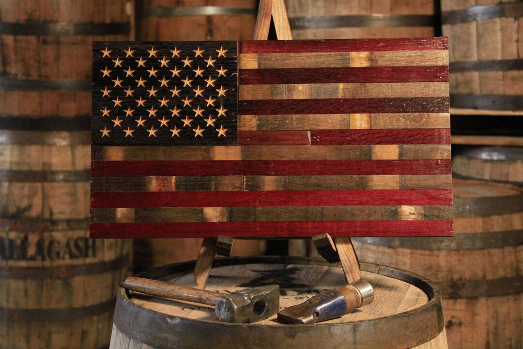 Wine Barrel Flag - USA Flag Made From Oak Barrel Wood - Etsy