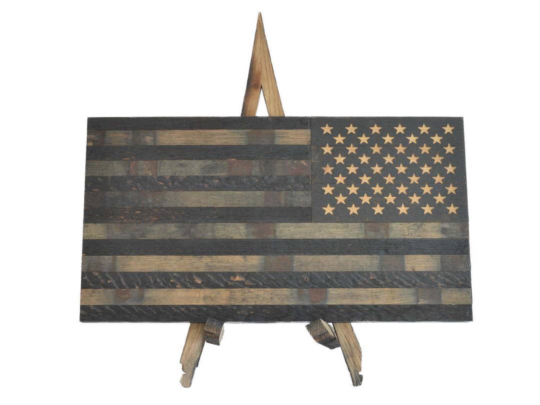 Bourbon Whiskey Barrel Defender Flag- USA Flag Made From Oak Barrel ...