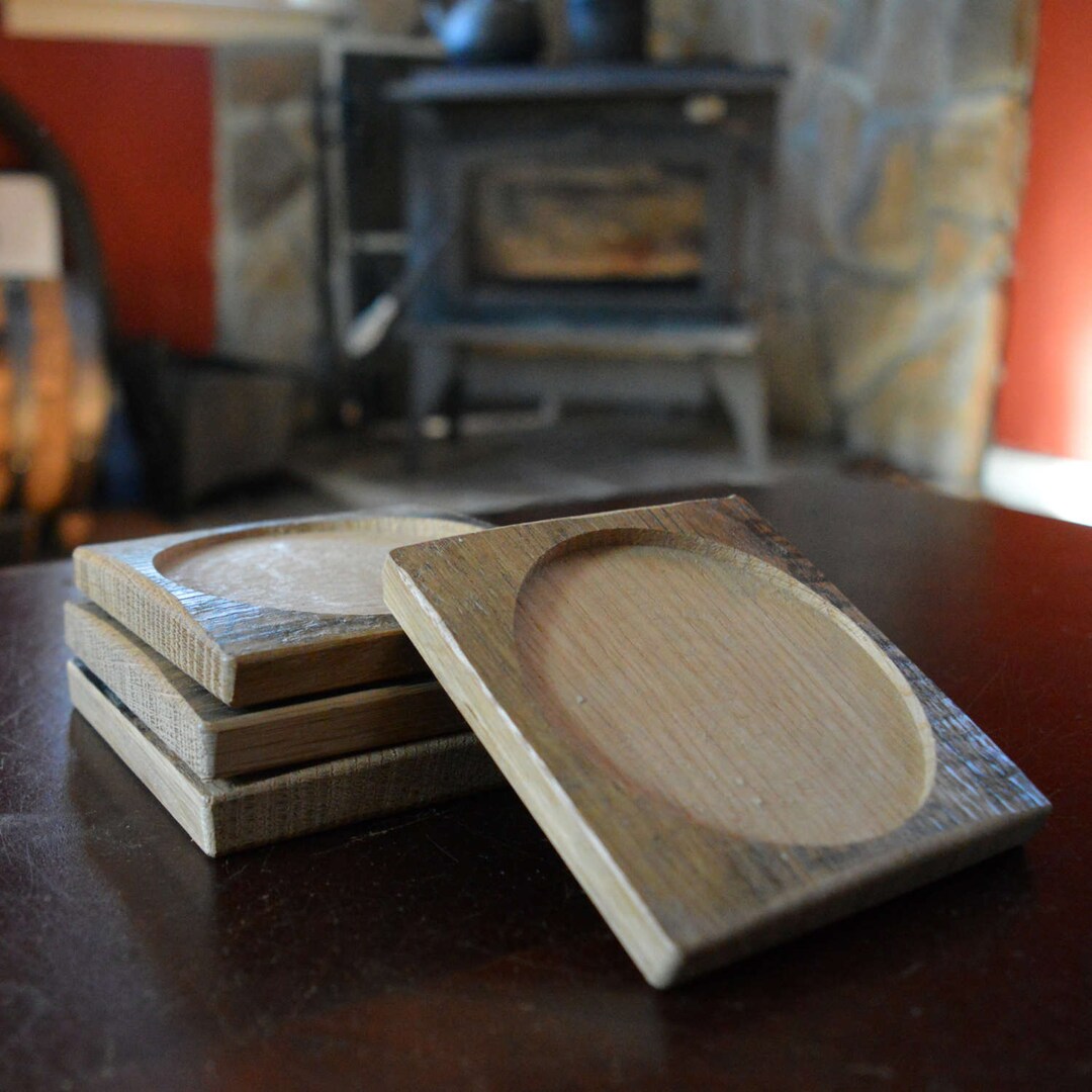 Whiskey Barrel Coasters (set of Four) - Etsy