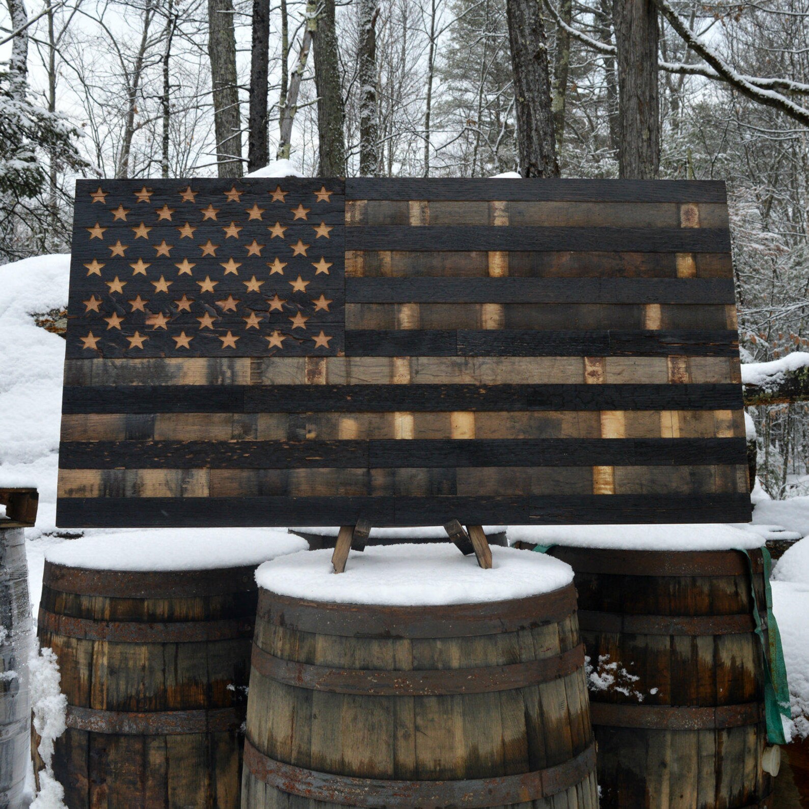 Bourbon Whiskey Barrel Flag USA Flag Made From Oak Barrel - Etsy