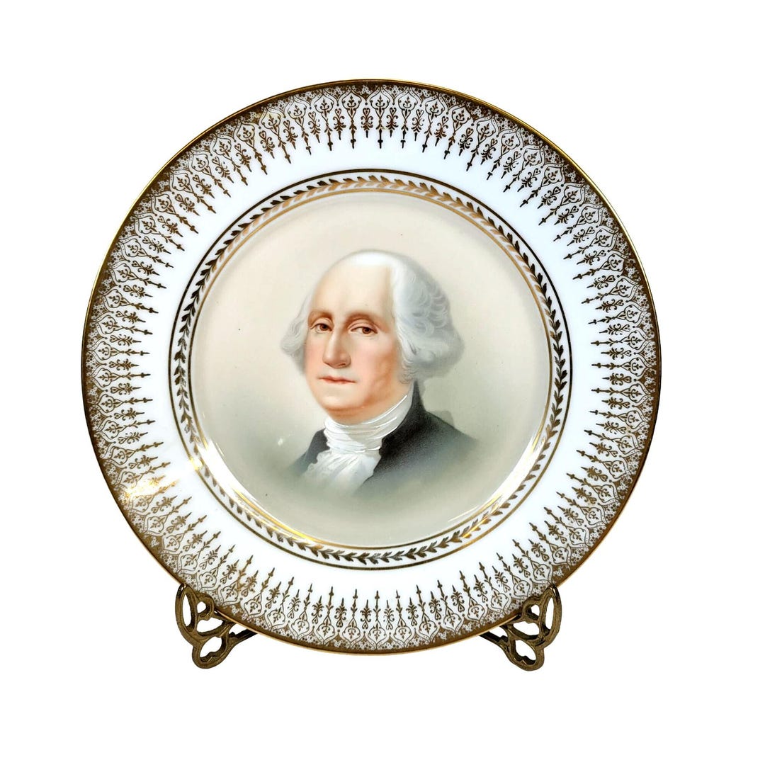 Antique Tatler Plate George Washington Portrait Jaeger & Co Gold ...
